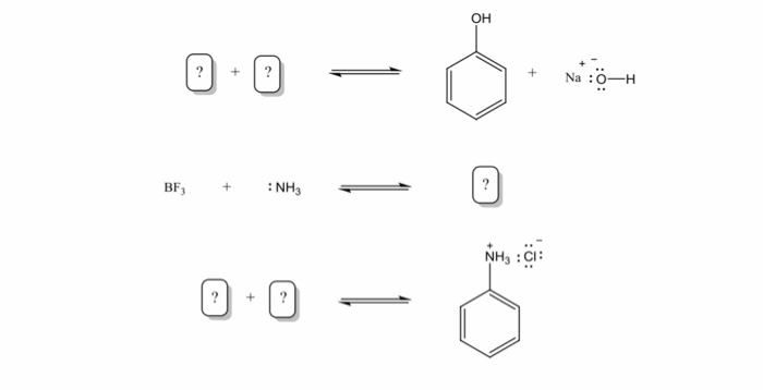 Solved OH 0-H + Na NH3 BF3 NH3:Cl ? + | Chegg.com