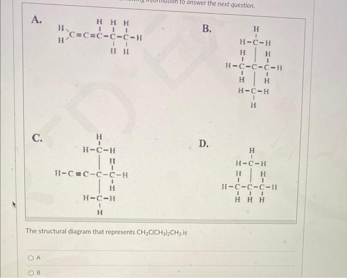 Solved A. B. C. D. The structural diagram that represents | Chegg.com