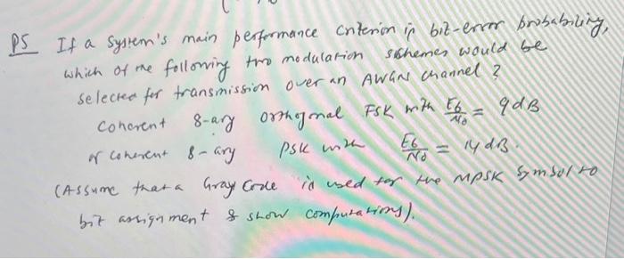 Solved PS If a system's main performance criterion in | Chegg.com