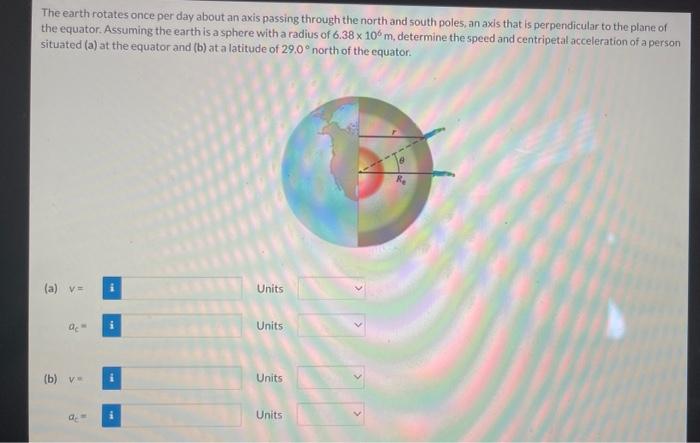 Solved The earth rotates once per day about an axis passing | Chegg.com