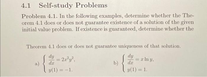 Solved 4.1 Self-study Problems Problem 4.1. In the following | Chegg.com