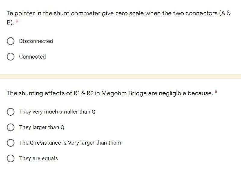 Solved Te pointer in the shunt ohmmeter give zero scale when | Chegg.com