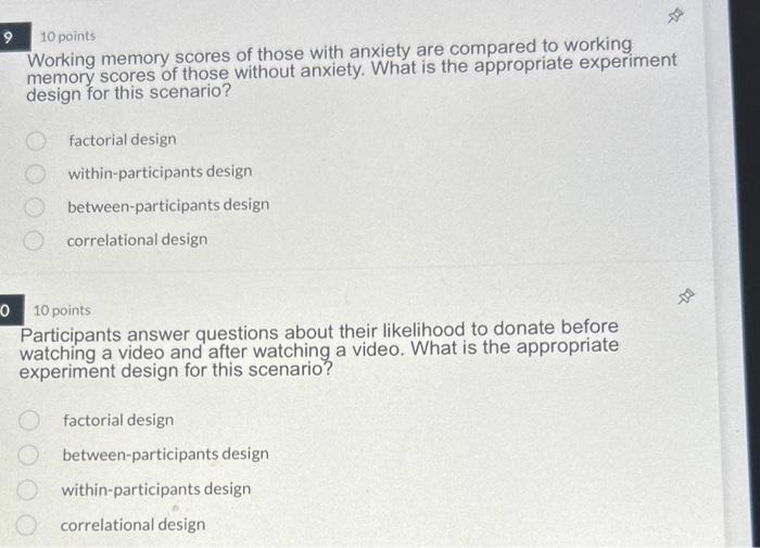 Solved 10 points Working memory scores of those with anxiety | Chegg.com