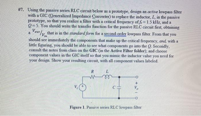 Solved Vout/v a #7. Using the passive series RLC circuit | Chegg.com