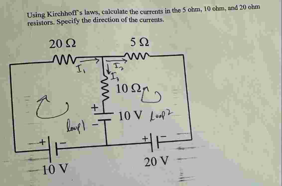 Solved Using Kirchhoff's laws, calculate the currents in | Chegg.com