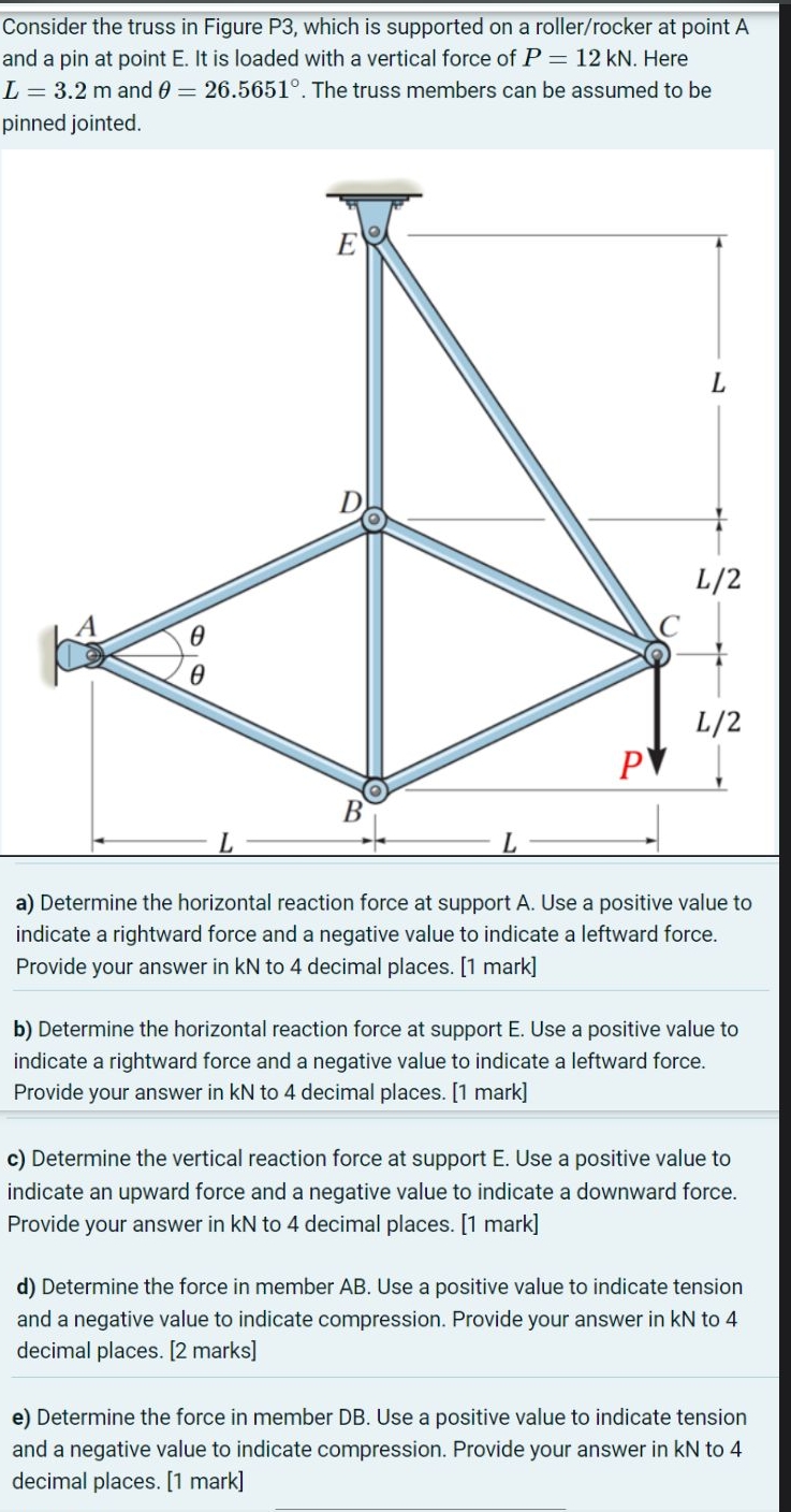 Solved Consider the truss in Figure P3, ﻿which is supported | Chegg.com