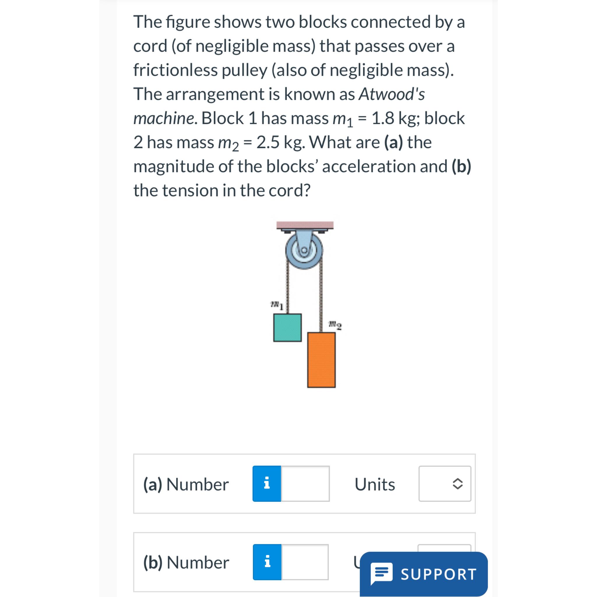 Solved The figure shows two blocks connected by a cord (of | Chegg.com