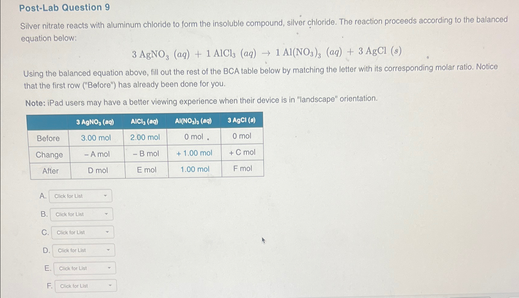 Solved Post-Lab Question 9Silver nitrate reacts with | Chegg.com