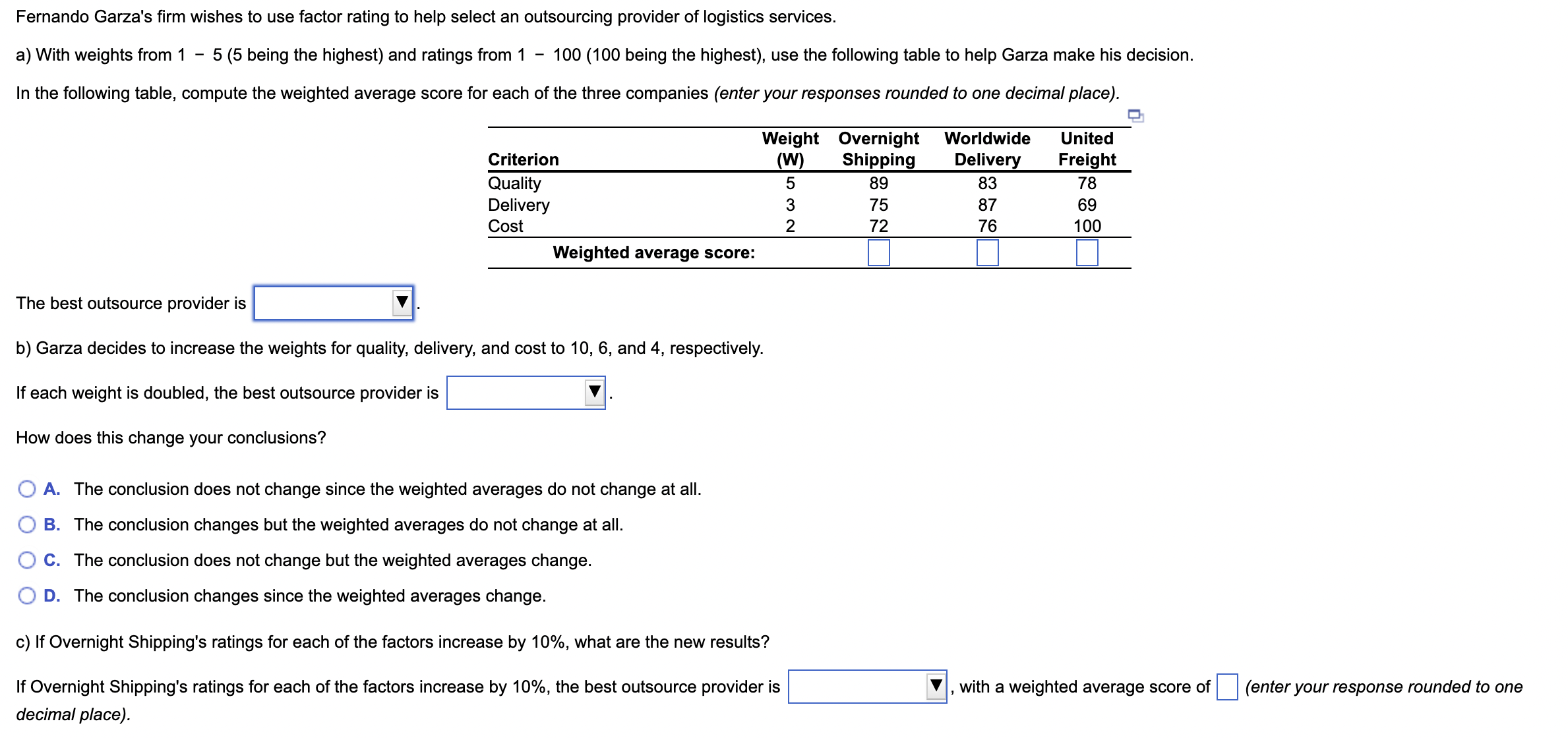 Solved Fernando Garza's firm wishes to use factor rating to | Chegg.com