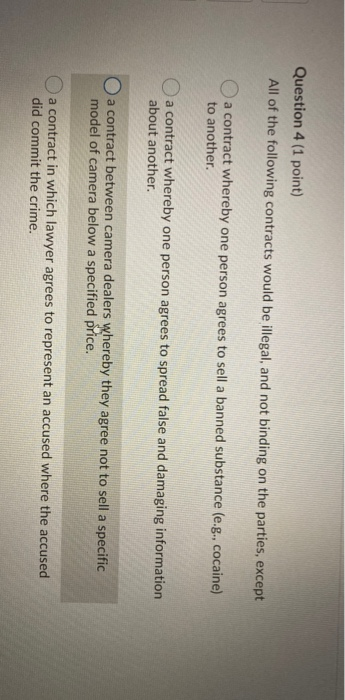Solved Question 4 (1 point) All of the following contracts | Chegg.com