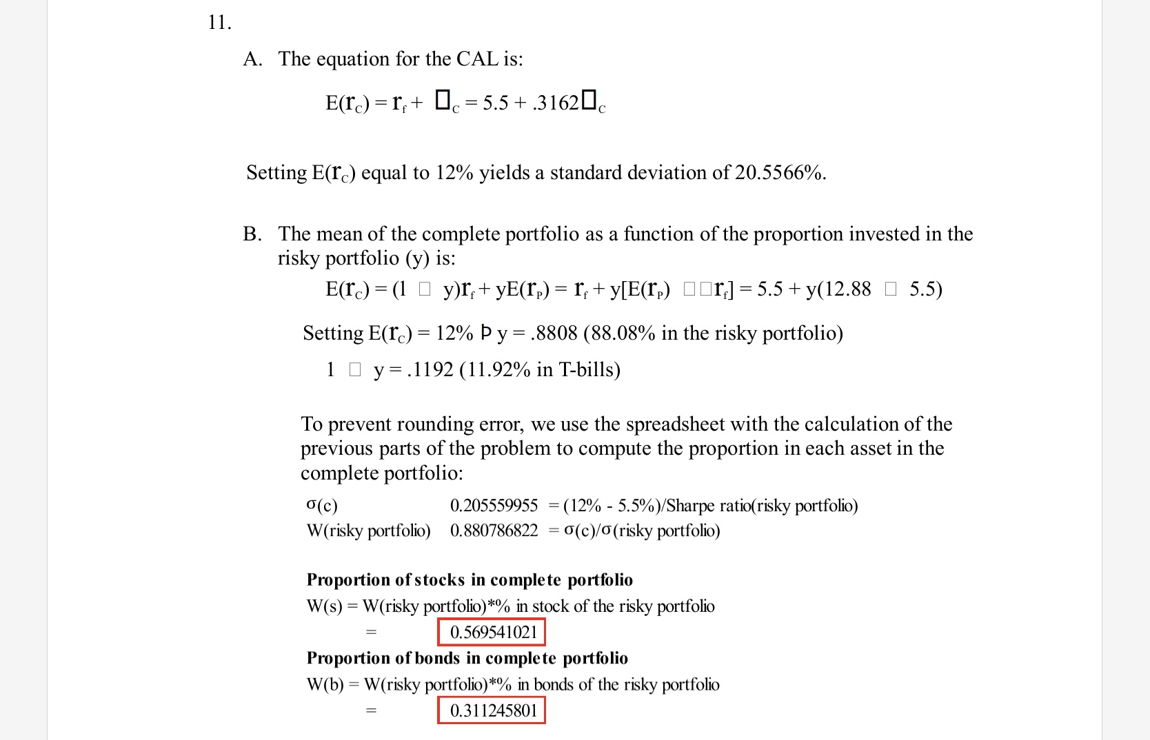 Solved A. ﻿The equation for the CAL | Chegg.com