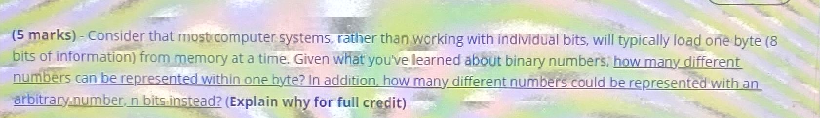 Solved (5 ﻿marks) - ﻿Consider that most computer systems, | Chegg.com