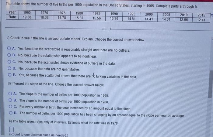 Solved a) Make a scatterplot and describe the general trend | Chegg.com