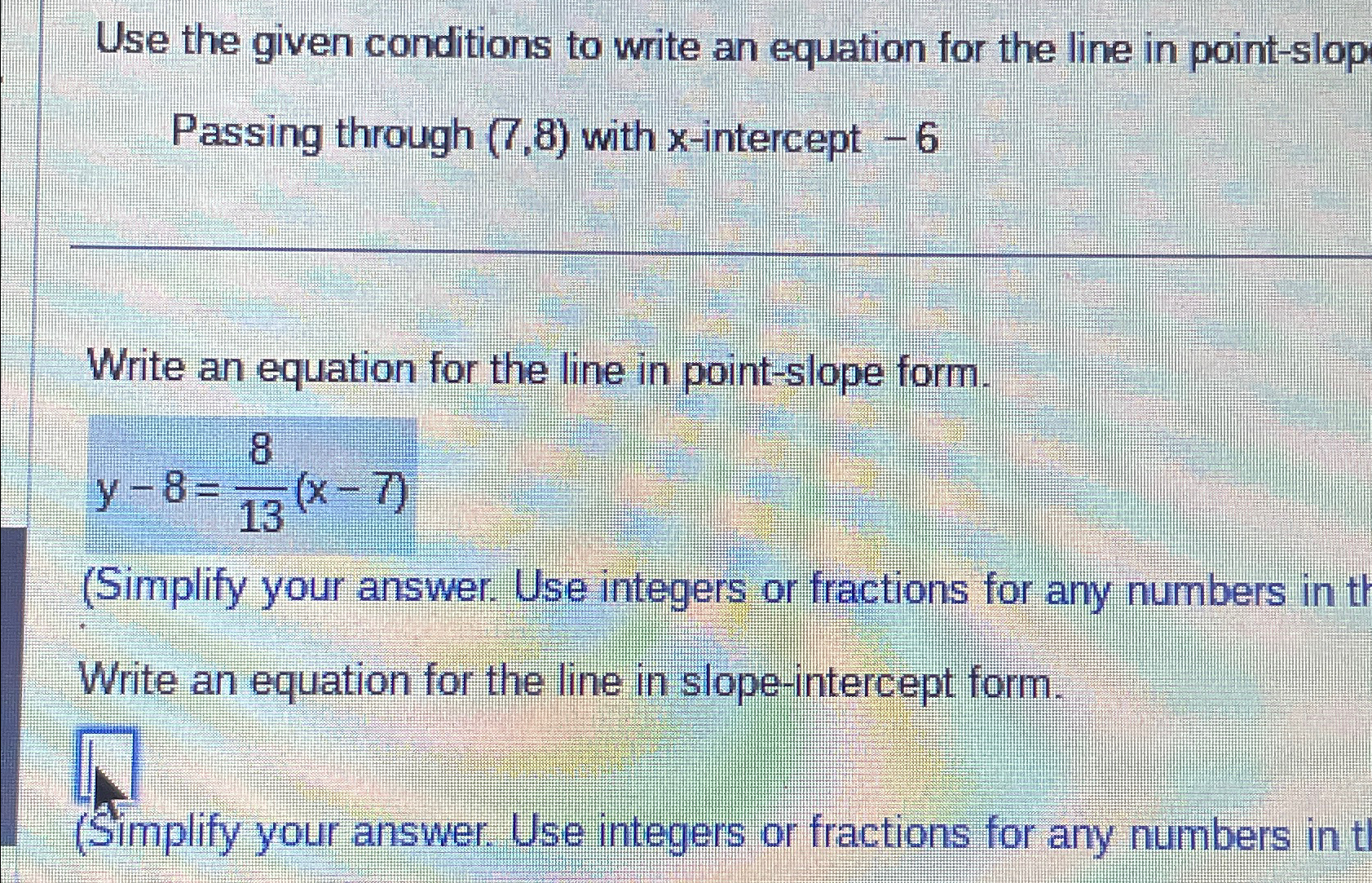 Solved Use the given conditions to write an equation for the | Chegg.com