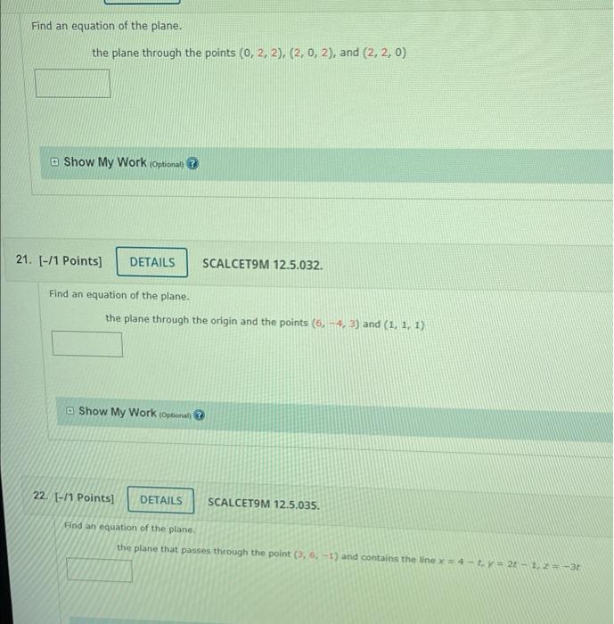 Solved Find an equation of the plane. the plane through the | Chegg.com