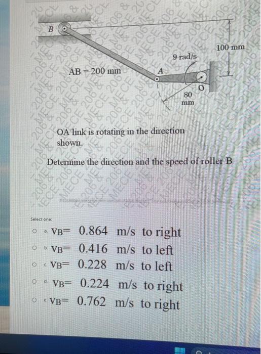 Solved OA link is rotating in the direction shown. Determine | Chegg.com