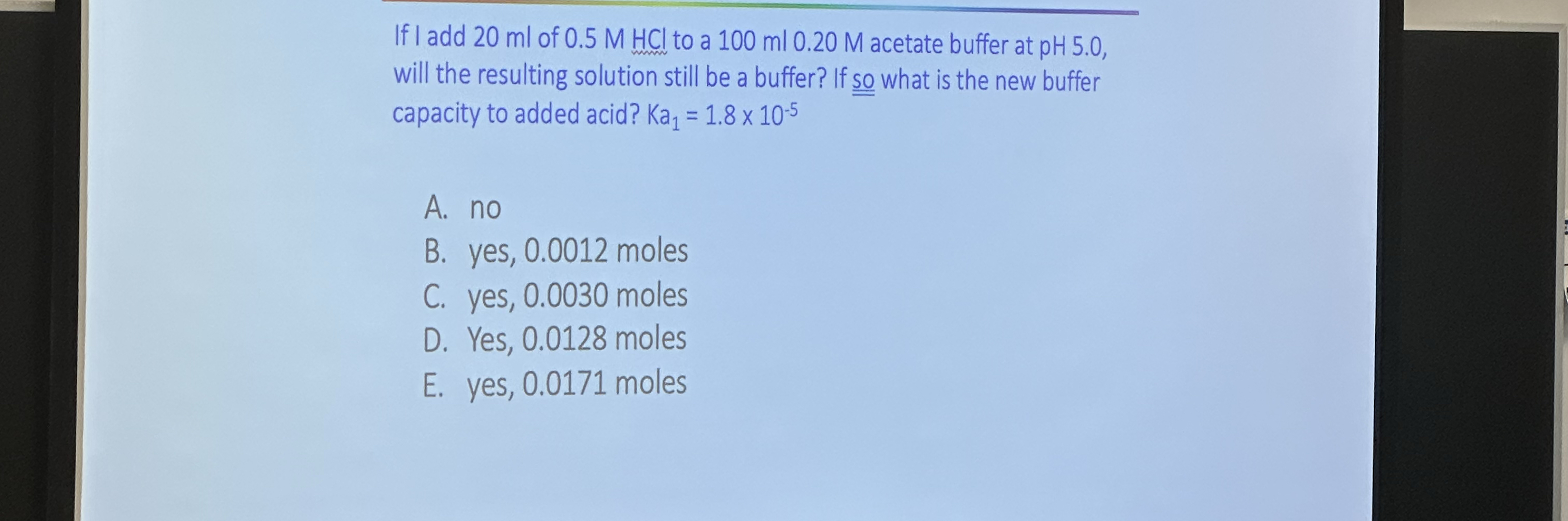 Solved If I add 20 ﻿ml of 0.5 ﻿M HCl to a 100 ﻿ml 0.20 ﻿M | Chegg.com