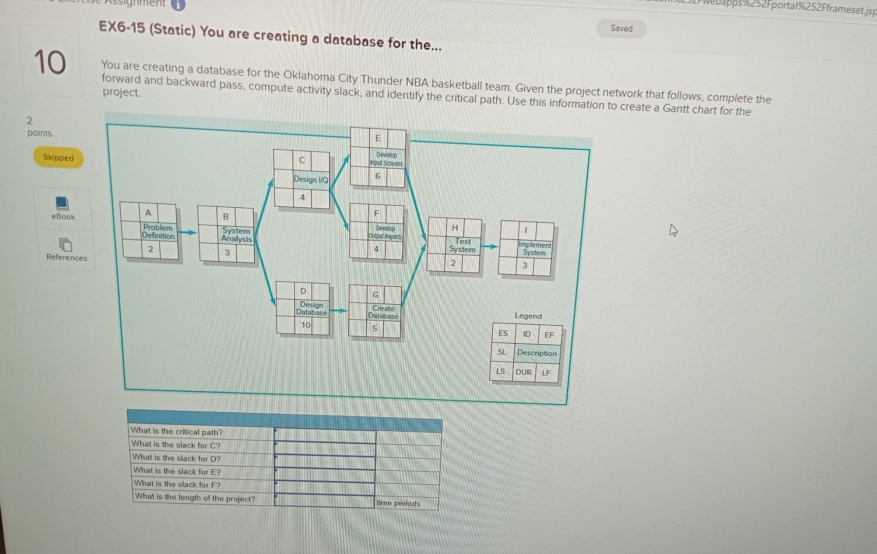 Solved EX6-15 (Static) You are creating a database for | Chegg.com