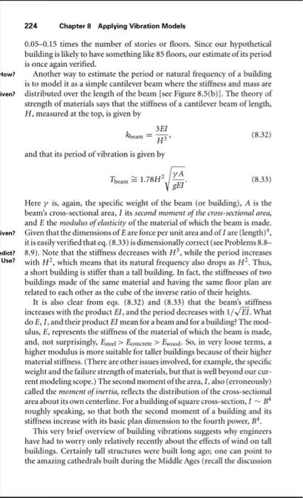Solved 221 8.2 The Fundamental period of a Tall, Slender | Chegg.com