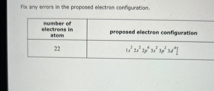 Solved Fix any errors in the proposed electron | Chegg.com Solved Fix any errors in the proposed electron | Chegg.com