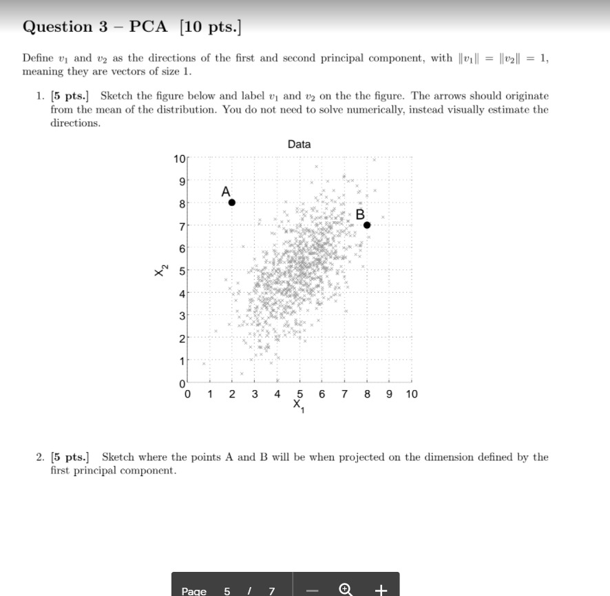 Solved Question 3 - ﻿PCA [10 ﻿pts.]Define v1 ﻿and v2 ﻿as the | Chegg.com