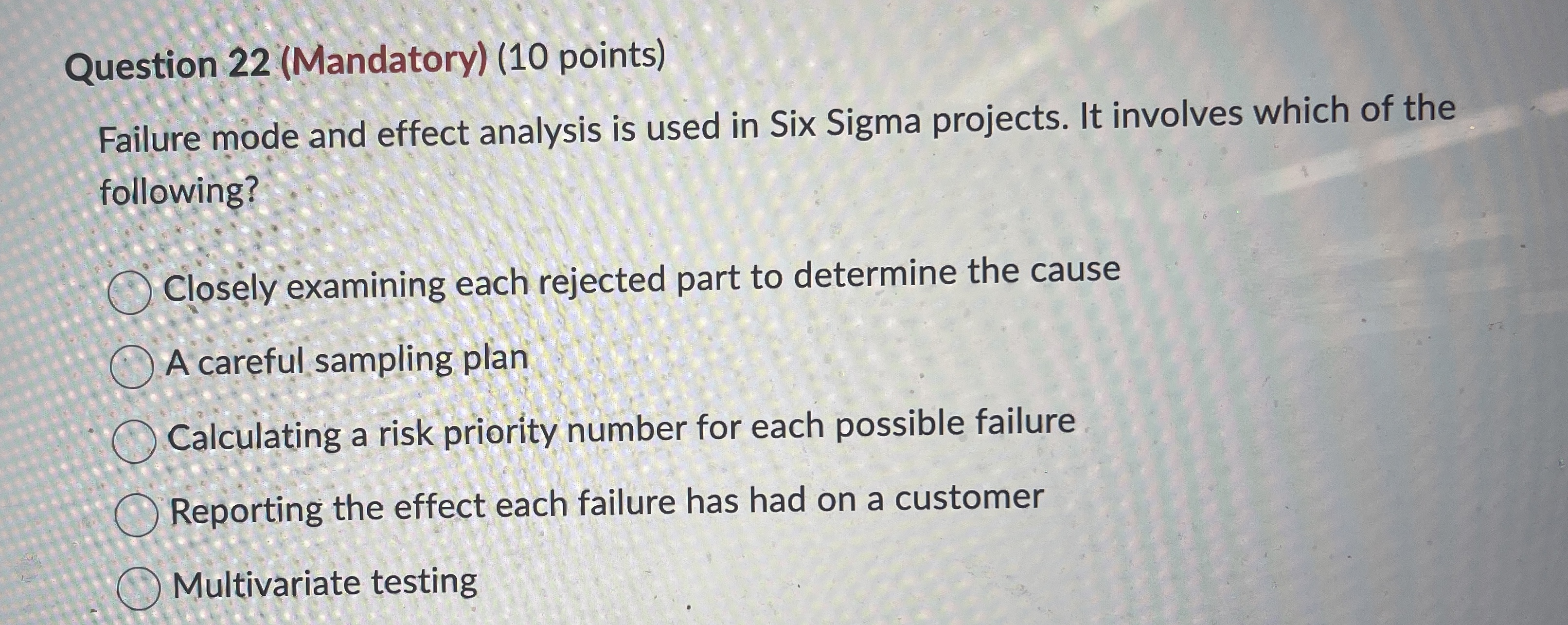 Solved Question 22 (Mandatory) (10 ﻿points)Failure mode and | Chegg.com
