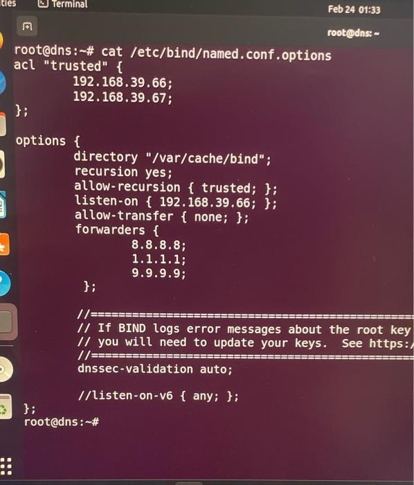 Solved Configure DNS Server (192.168.39.66) for Apache | Chegg.com