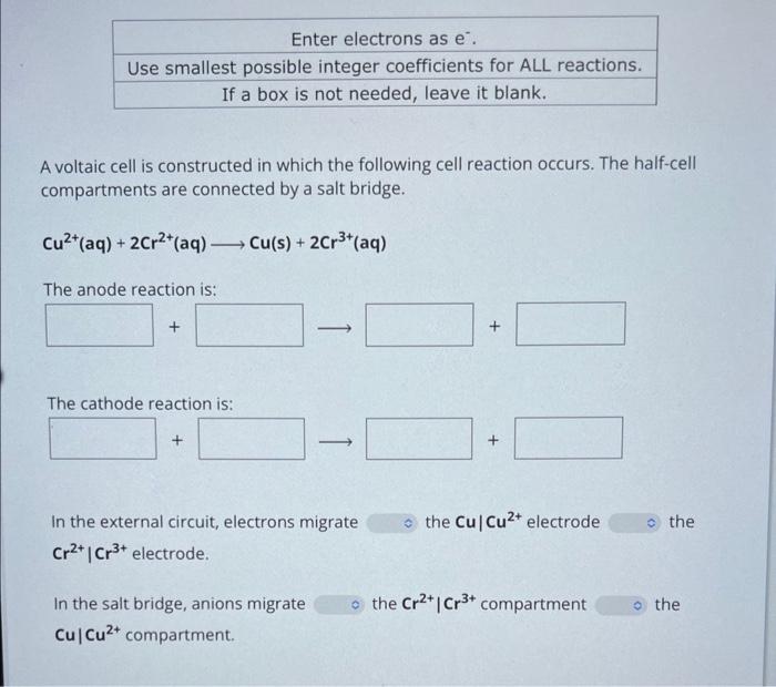 Solved A voltaic cell is constructed in which the following | Chegg.com