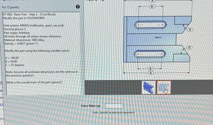 Solved B11602: Basic Part - Step 2-(Tool Block) Modify the | Chegg.com