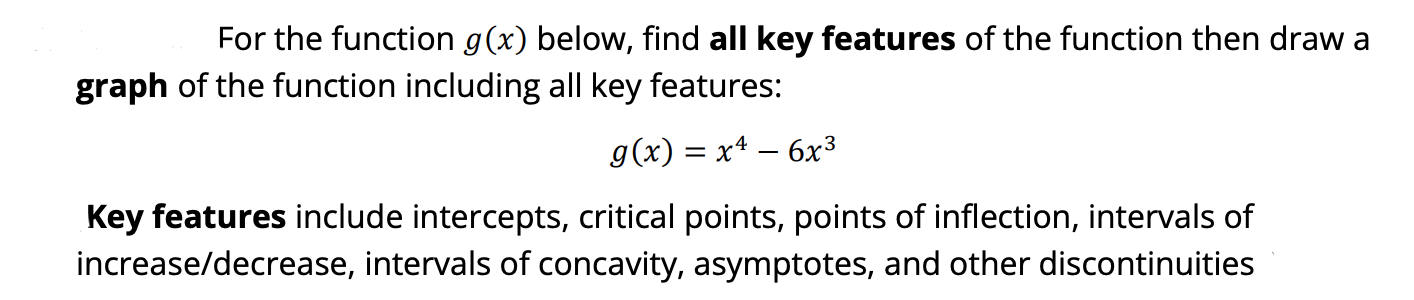 Solved For the function g(x) ﻿below, find all key features | Chegg.com