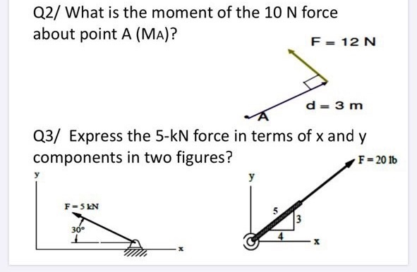 Solved Q2/ What is the moment of the 10 N force about point | Chegg.com