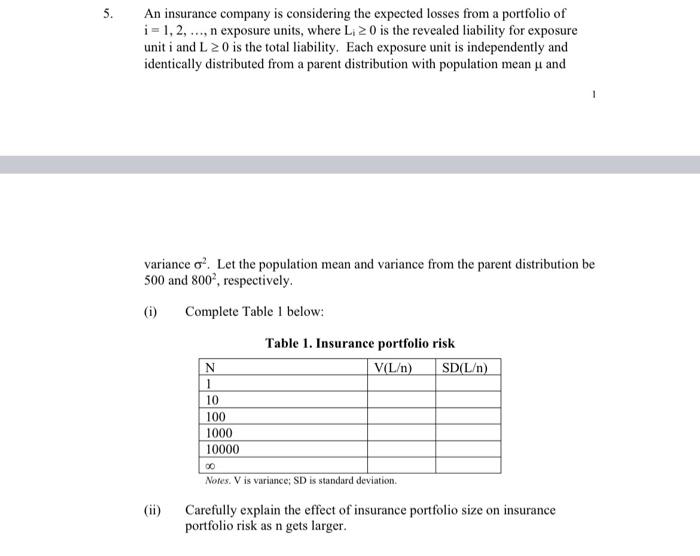 Solved An insurance company is considering the expected | Chegg.com