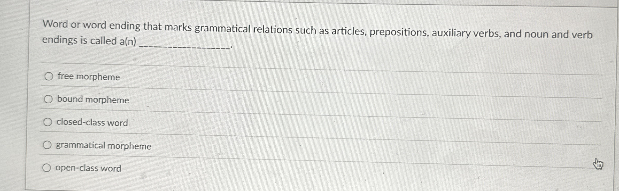Solved Word or word ending that marks grammatical relations | Chegg.com