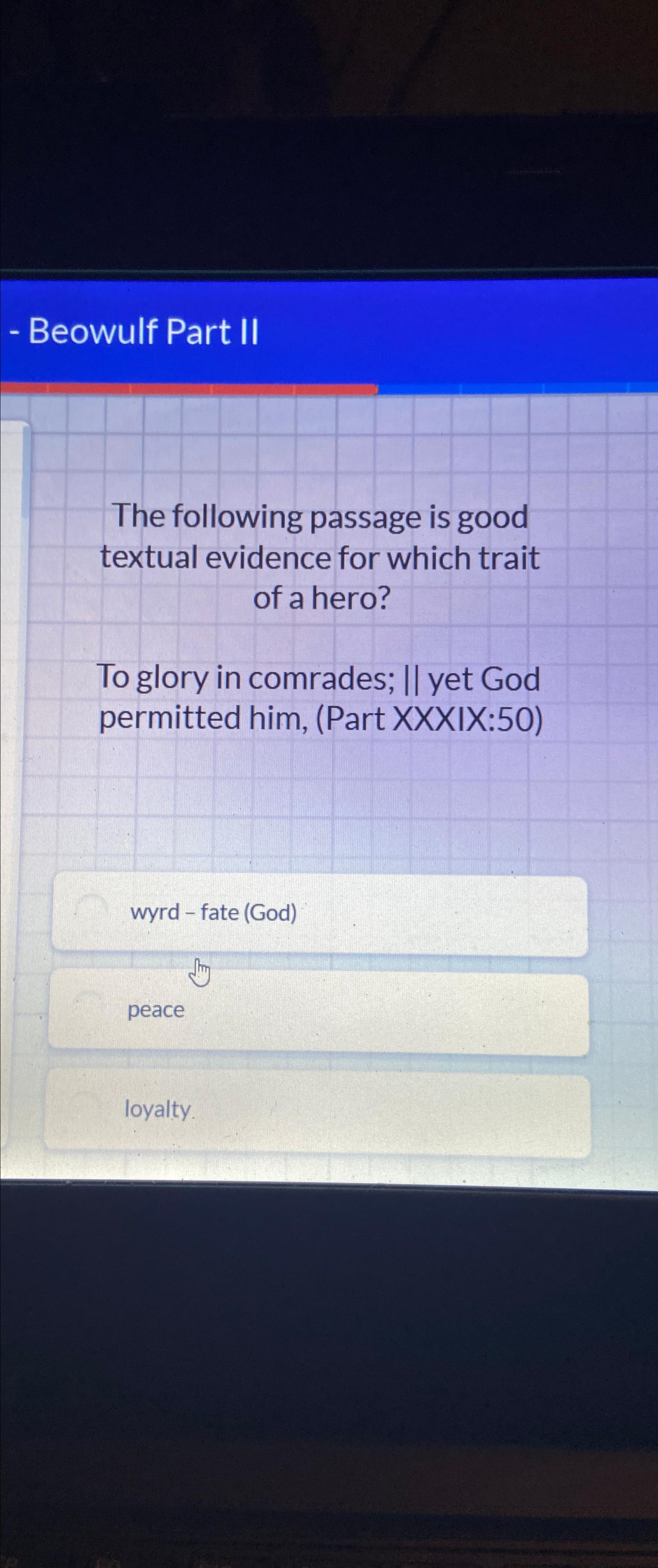 Solved Beowulf Part IIThe following passage is good textual | Chegg.com