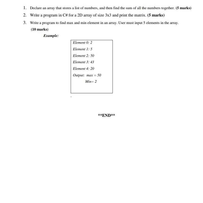 Solved 1. Declare an array that stores a list of numbers, | Chegg.com