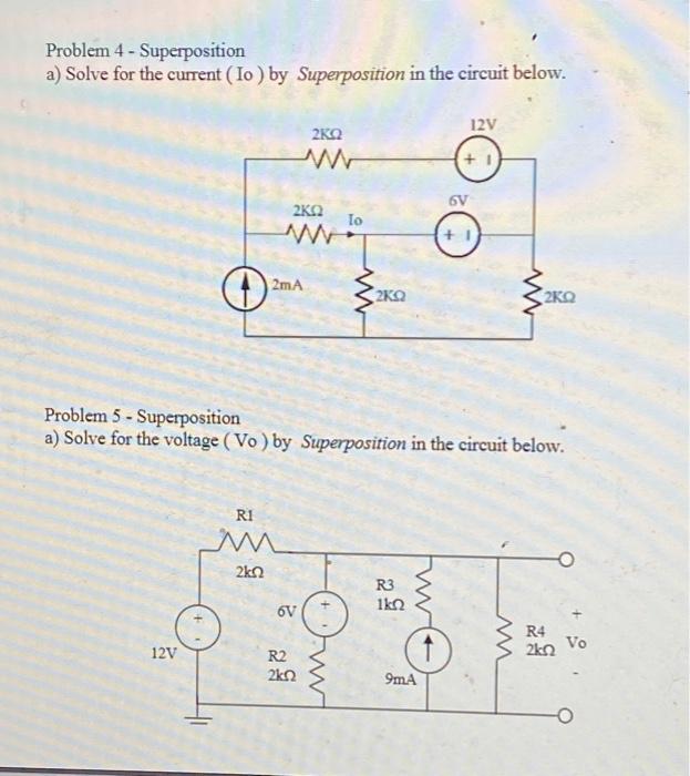 Solved Problem 4 - Superposition a) Solve for the current | Chegg.com