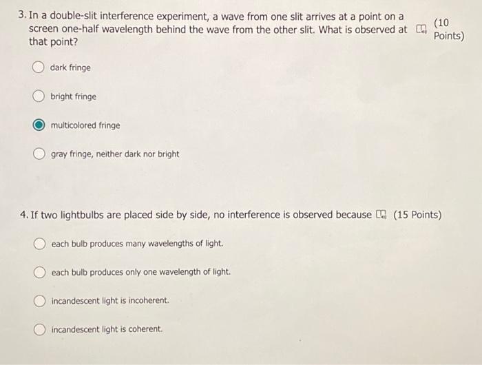 Solved 3. In a double-slit interference experiment, a wave | Chegg.com