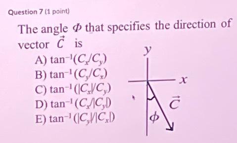 Solved The angle Φ that specifies the direction of vector C | Chegg.com
