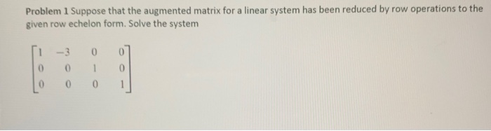 Solved Problem 1 Suppose that the augmented matrix for a | Chegg.com