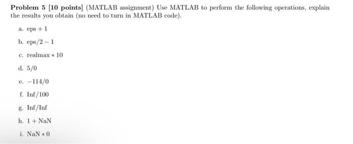Solved Problem 5 [10 points] (MATLAB assignment) Use MATLAB | Chegg.com