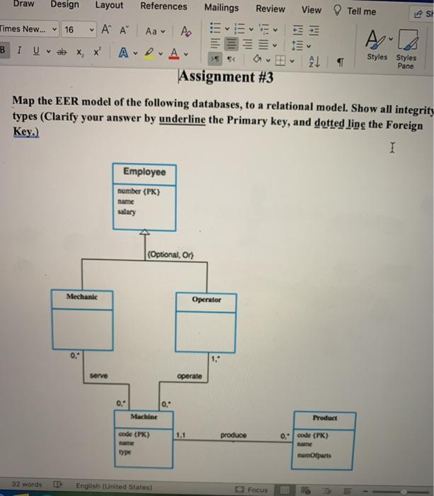 Solved Draw Design Layout References Mailings Review View | Chegg.com