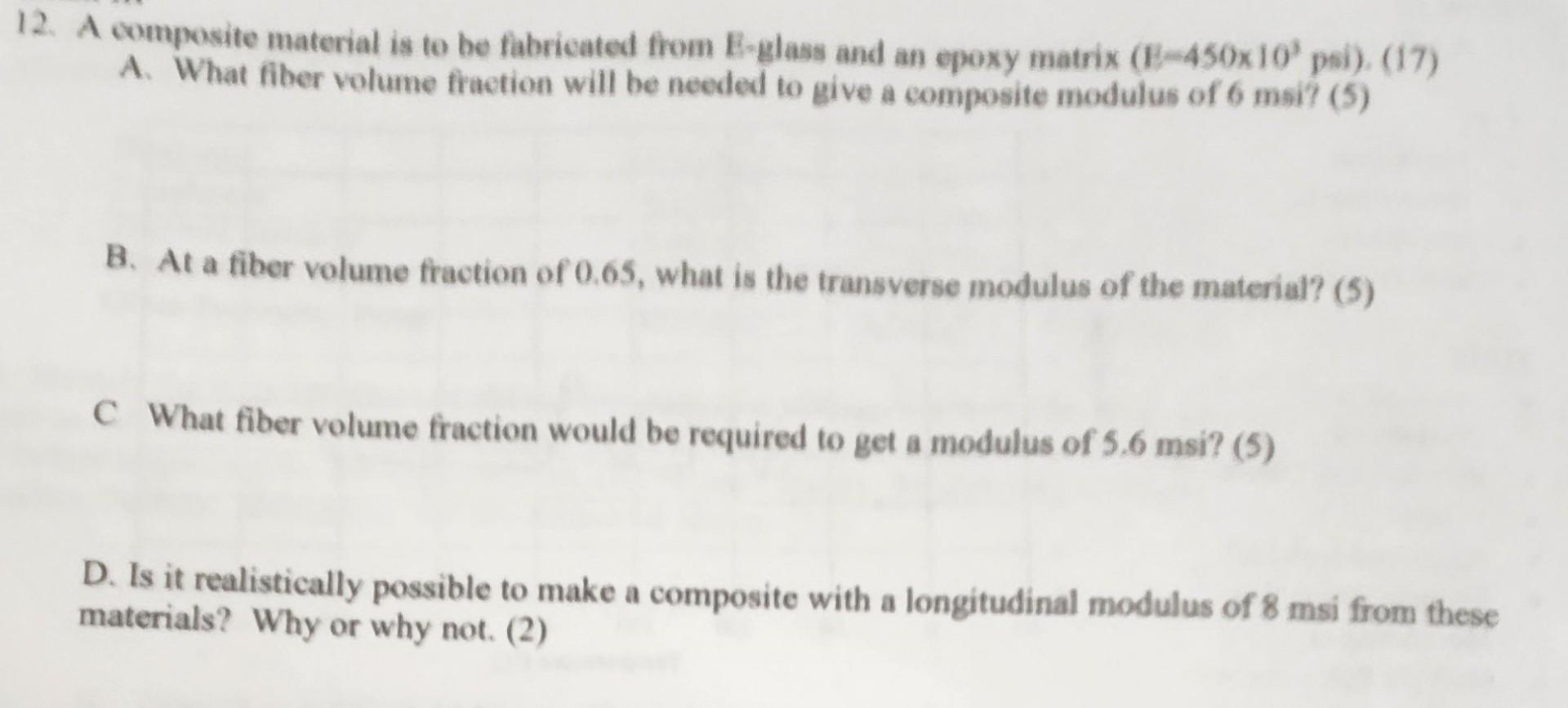 Solved A composite material is to be fabricated from E-glass | Chegg.com