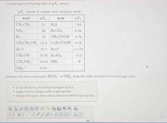 Solved Considering the following table of pKa values. pKa | Chegg.com