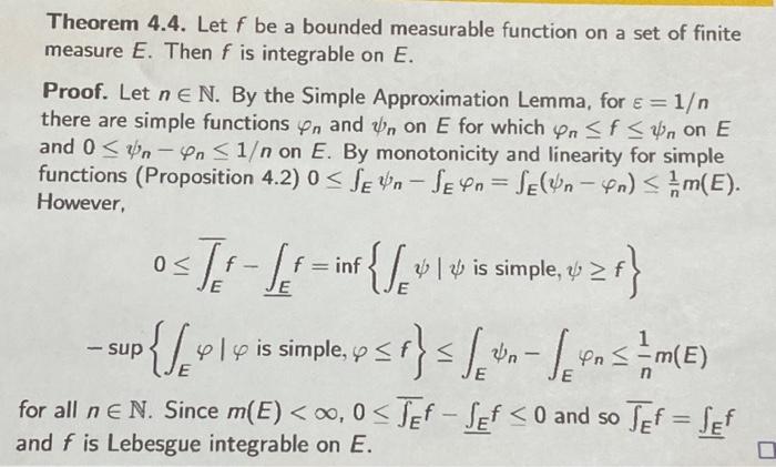 Solved Theorem 4 4 Let F Be A Bounded Measurable Function
