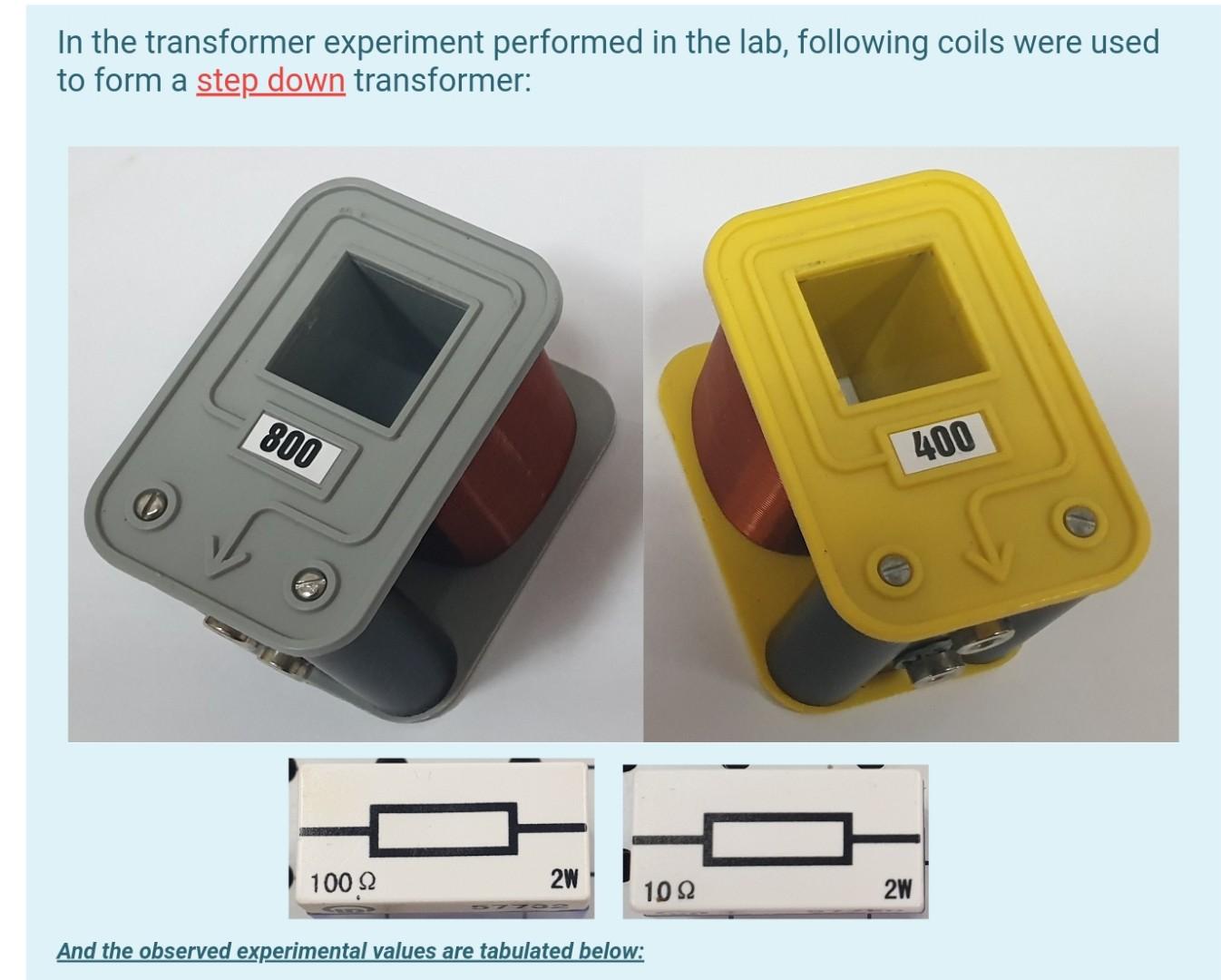 In the transformer experiment performed in the lab, | Chegg.com
