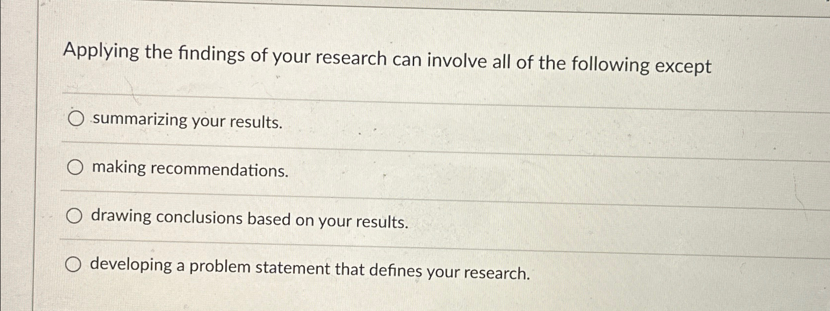 Solved Applying the findings of your research can involve | Chegg.com