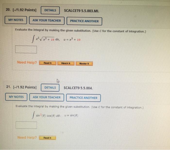Solved 9. [0/1.92 Points) DETAILS PREVIOUS ANSWERS SCALCET9 | Chegg.com Solved 9. [0/1.92 Points) DETAILS PREVIOUS ANSWERS SCALCET9 | Chegg.com