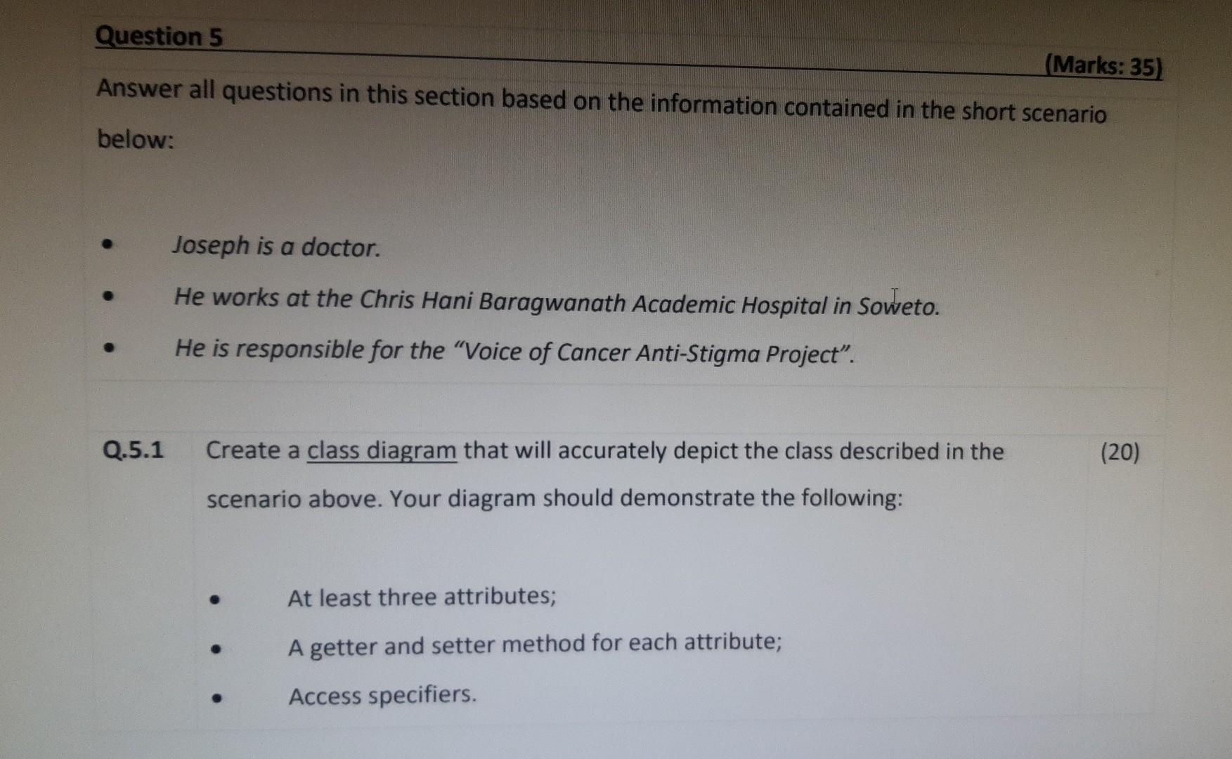 Solved Question 5 (Marks: 35) Answer all questions in this | Chegg.com