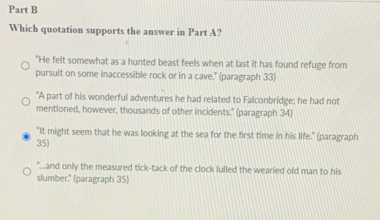Solved Part BWhich quotation supports the answer in Part | Chegg.com