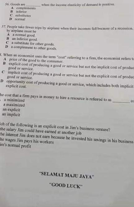 Solved Goods are When the income elasticity of demand is | Chegg.com